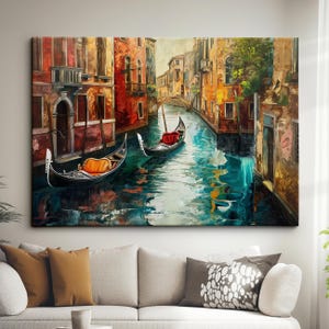 Venice Italy Gondola Boat River Landmark Oil Painting Watercolor Wall ...