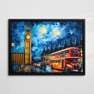 London Big Ben Red Bus Parliament Landmark Oil Painting Style Wall Art ...