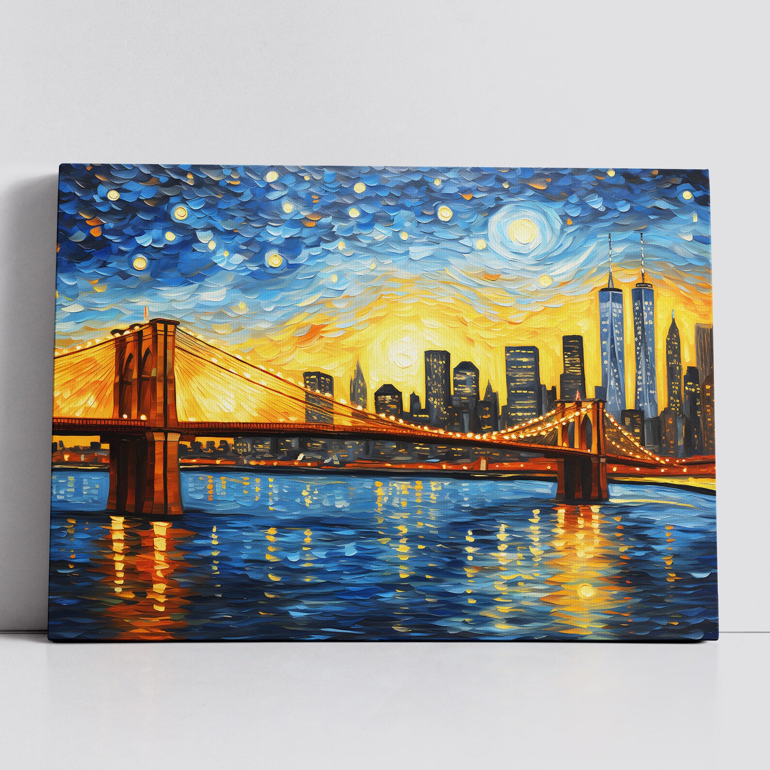 Brooklyn Bridge New York City Starry Night Painting Van Gogh Wall Art ...