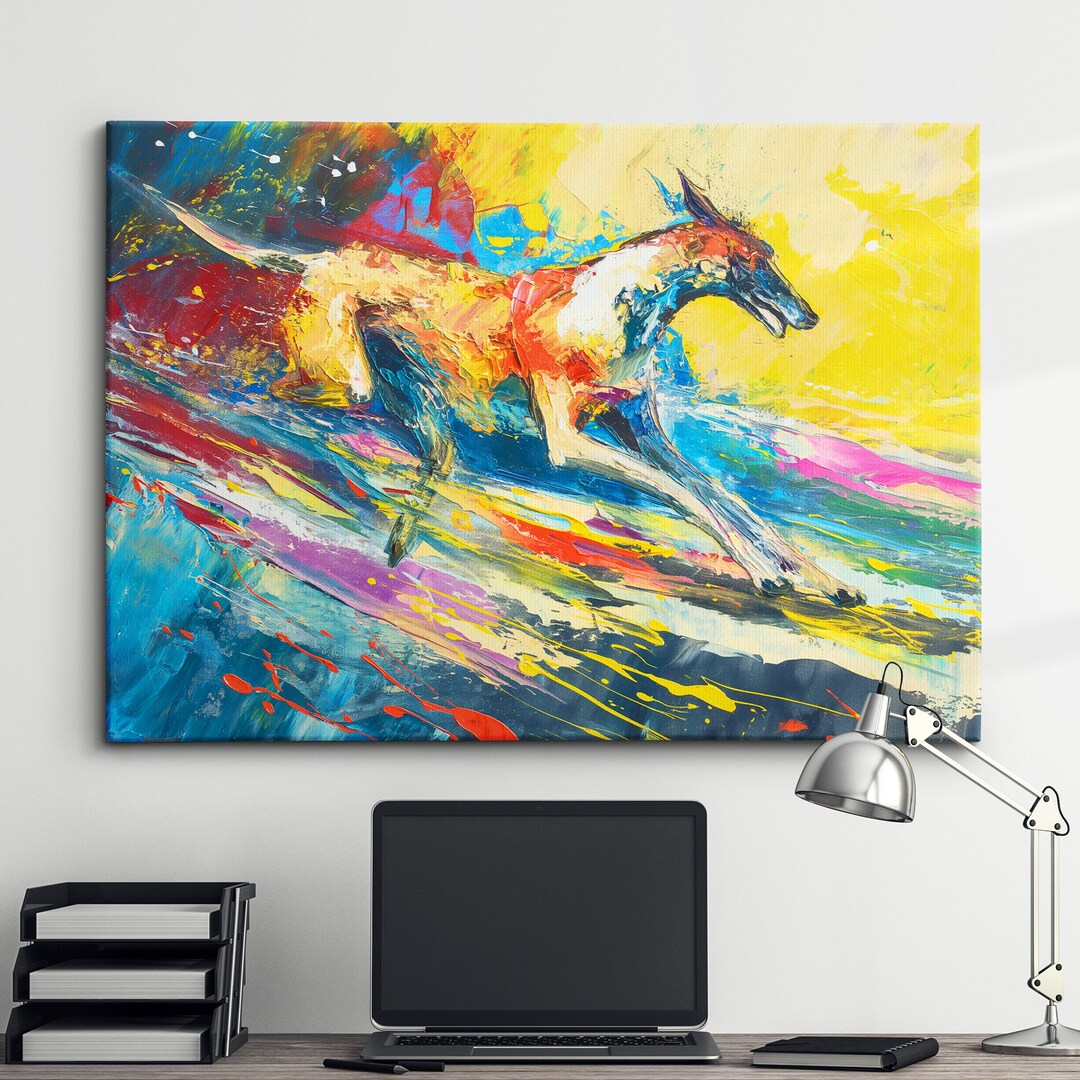 Colorful Greyhound Dog Pet Abstract Modern Oil Painting Wall Art ...