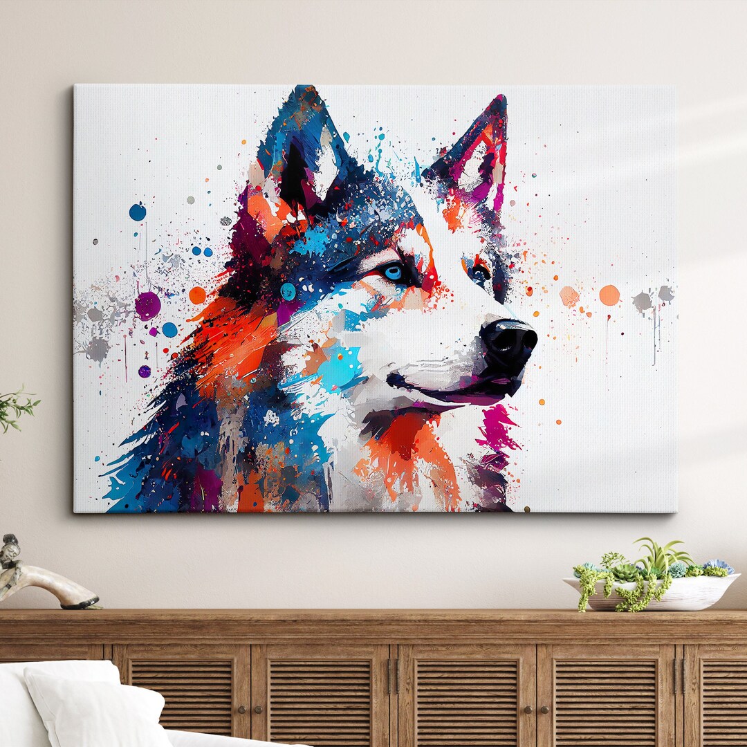 Siberian Husky Abstract Dog Pet Animal Painting Splatter Wall Art ...