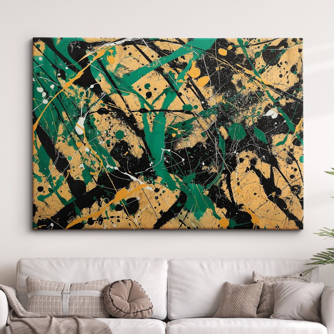 Jackson Pollock Inspired Free Form Abstract Oil Painting Wall Art ...