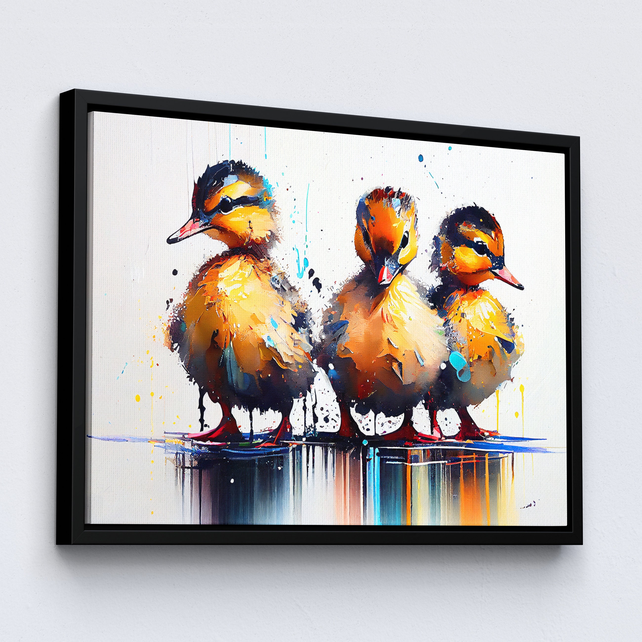 Beautiful Ducklings Abstract Oil Animal Duck Painting Splatter Style ...