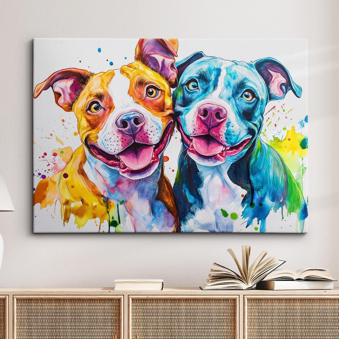 Pit Bulls Paint Splash Abstract Dog Pet Animal Painting Splatter Wall ...