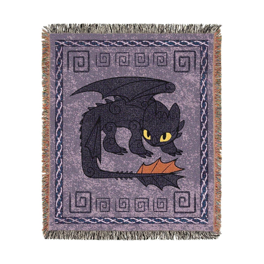 HTTYD Inspired Black Dragon Stylized Toothless 50x60 Inch Woven Blanket ...