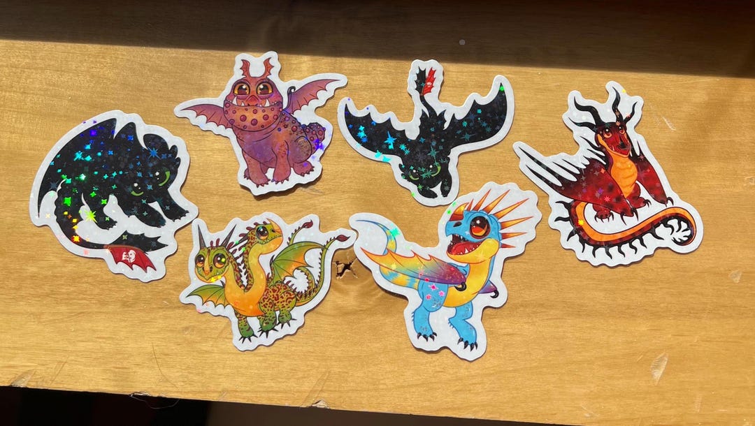 HTTYD Holographic Sticker Set: Toothless, Stormfly, Hookfang, Barf and ...