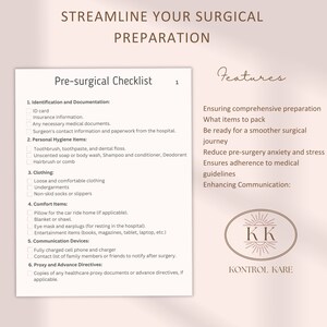 Pre-surgical Checklist, Preoperative Log, Surgical Prep Guide, Patient ...
