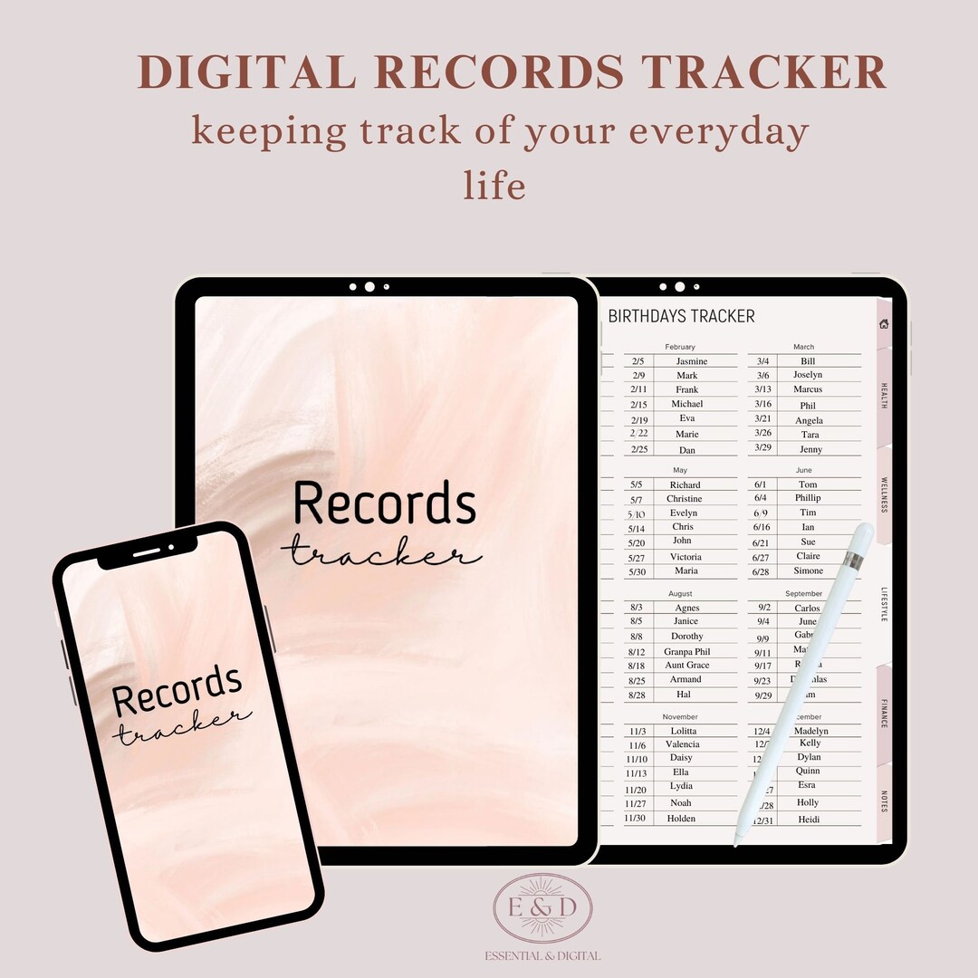 Digital Records Tracker Record Keeping iPad Goodnotes - Etsy