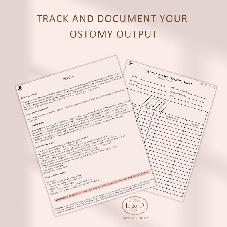 Ostomy Output Tracker, Post Operative Record Sheet, Surgical Drain Log ...