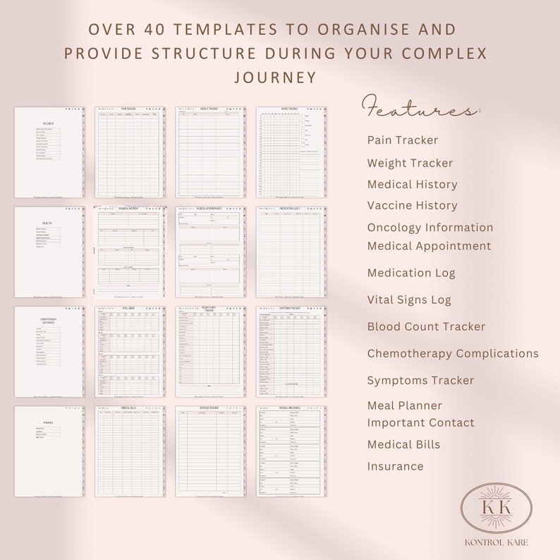 Chemotherapy Undated Digital Planner, Cancer Care Journal, Radiation ...