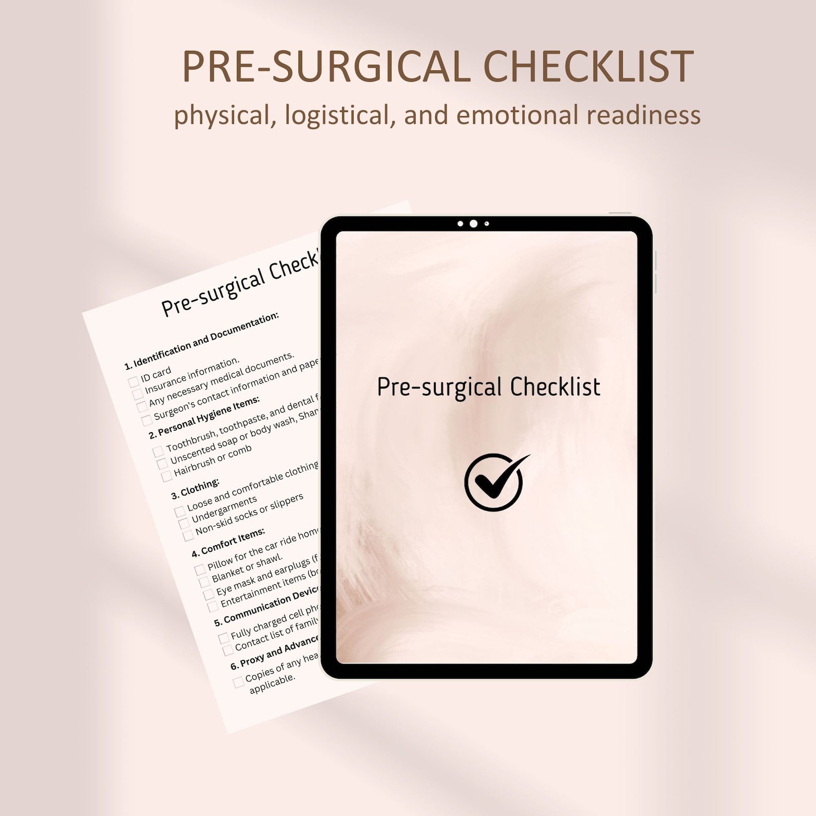 Pre-surgical Checklist, Preoperative Log, Surgical Prep Guide, Patient ...