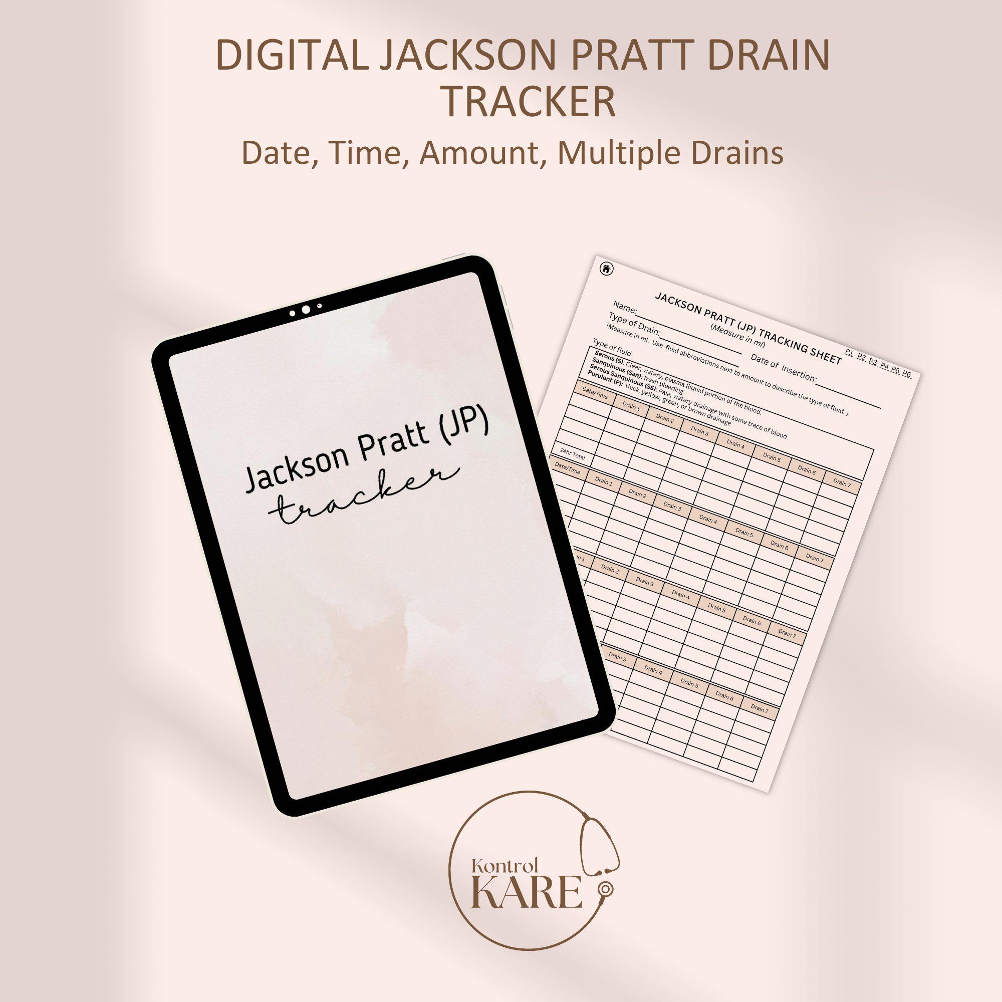 Jackson Pratt Drain Output Tracker, Surgical Drain Record Sheet, Post ...