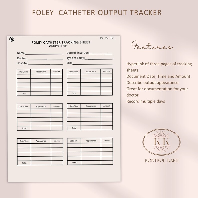 Foley Catheter Drain Output Tracker, Post Operative Output Record Sheet ...
