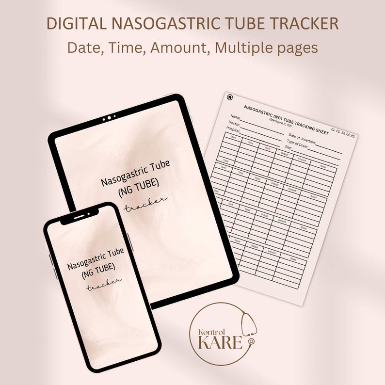 Nasogastric Tube Input/output Tracker, Post Op Record Sheet, Surgical ...