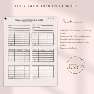 Foley Catheter Drain Output Tracker, Post Operative Output Record Sheet ...