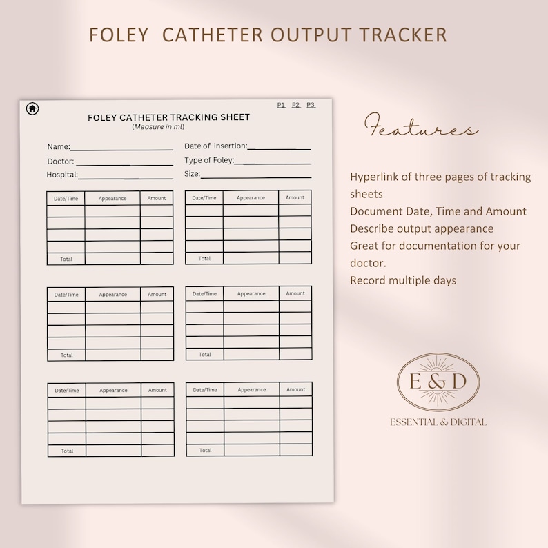 Foley Catheter Drain Output Tracker, Post Operative Output Record Sheet ...