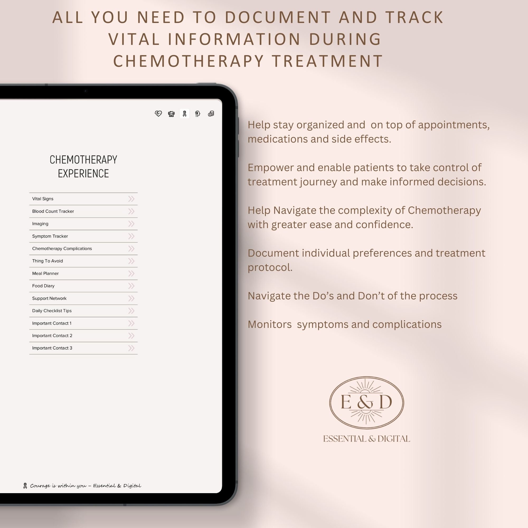 Chemotherapy Undated Digital Planner, Cancer Care Journal, Radiation ...