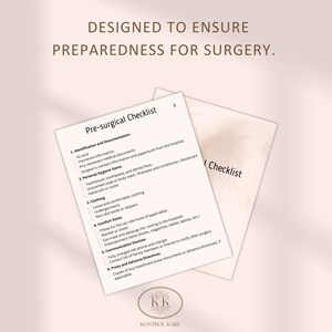 Pre-surgical Checklist, Preoperative Log, Surgical Prep Guide, Patient ...