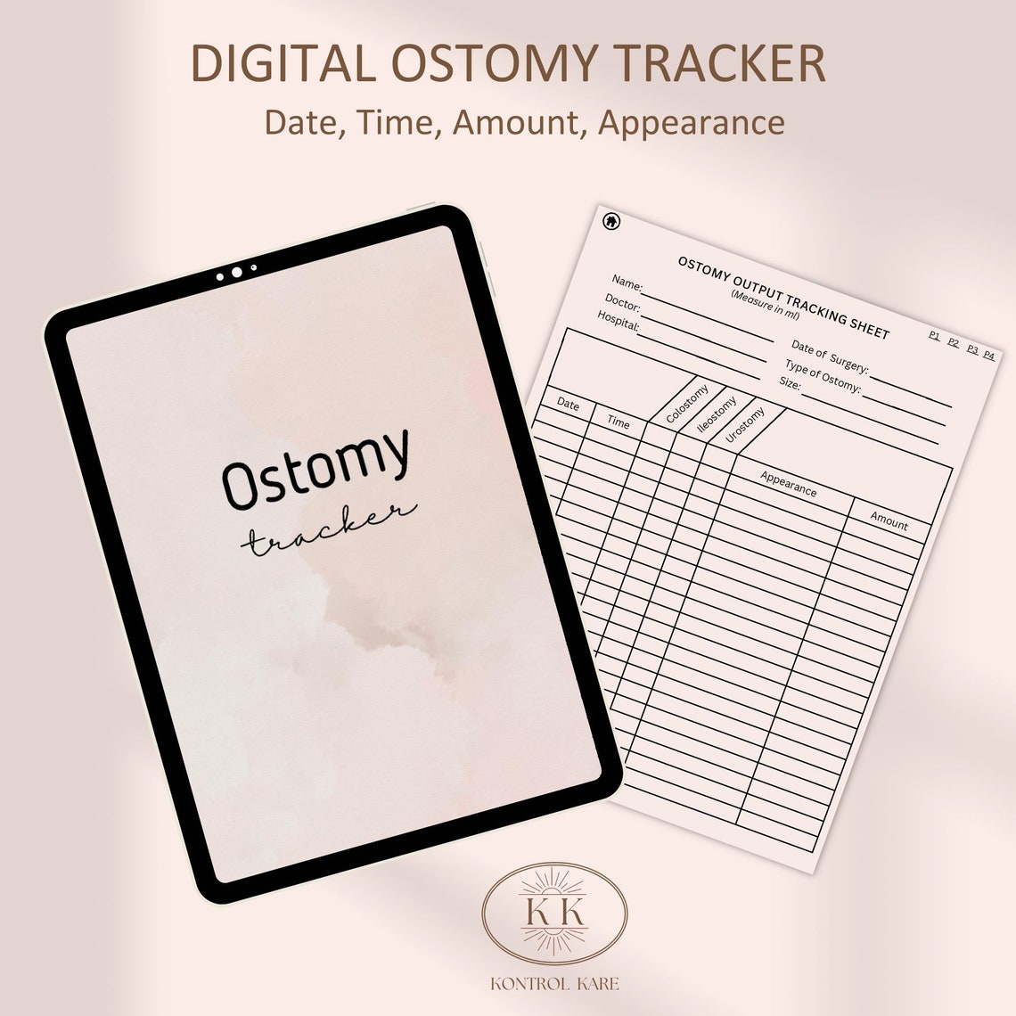 Ostomy Output Tracker, Post Operative Record Sheet, Surgical Drain Log, Post-op Log, GI Surgery ...