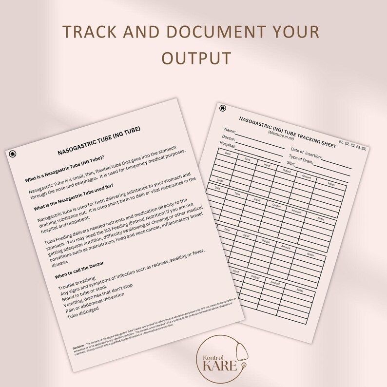 Nasogastric Tube Input/output Tracker, Post Op Record Sheet, Surgical ...