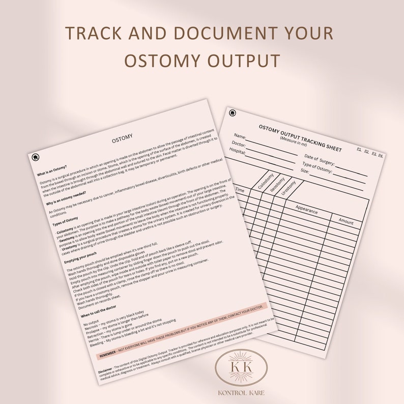 Ostomy Output Tracker, Post Operative Record Sheet, Surgical Drain Log ...