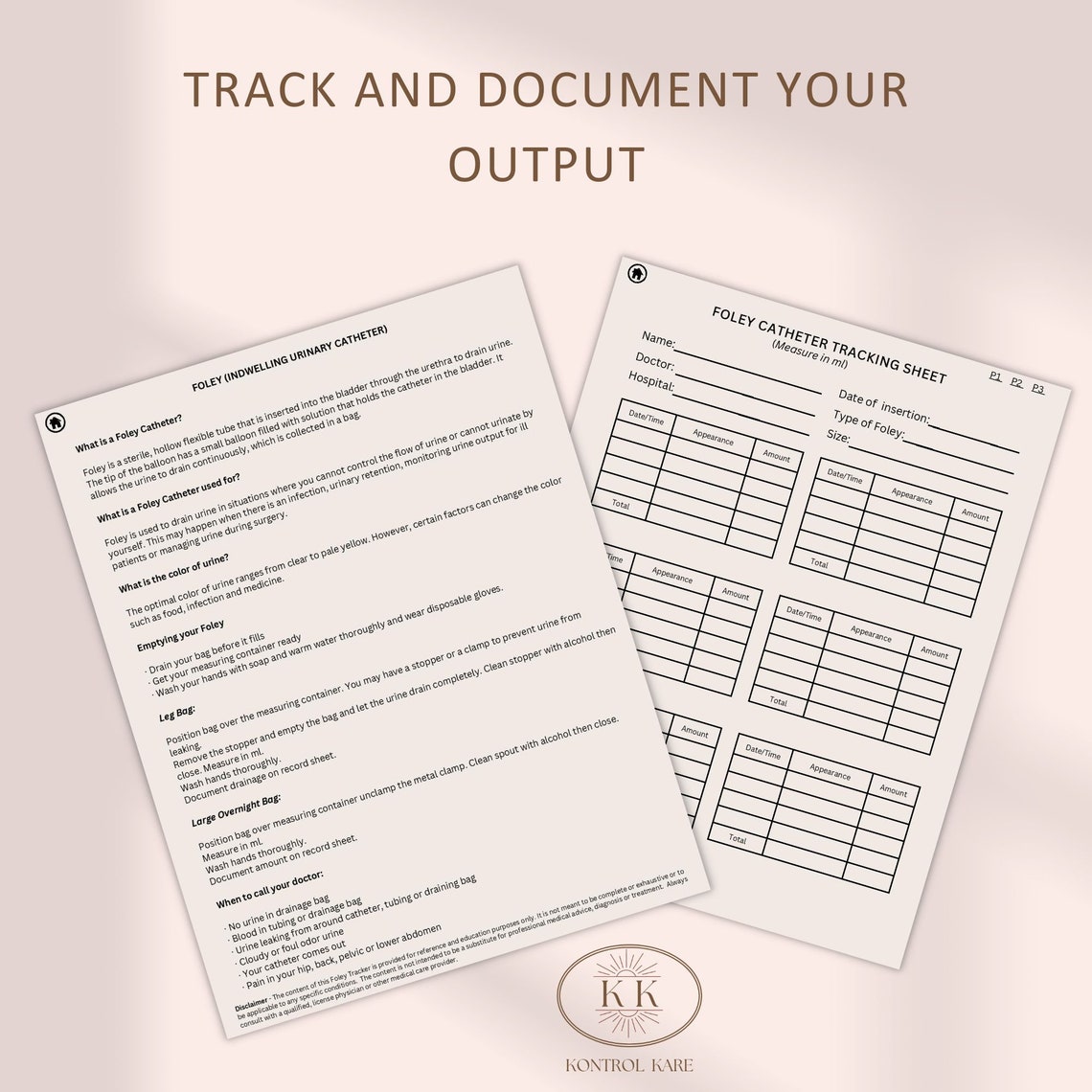 Foley Catheter Drain Output Tracker, Post Operative Output Record Sheet ...