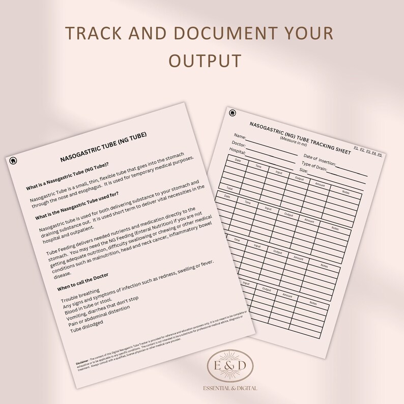 Nasogastric Tube Input/output Tracker, Post Op Record Sheet, Surgical ...
