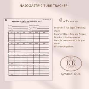Nasogastric Tube Input/output Tracker, Post Op Record Sheet, Surgical ...