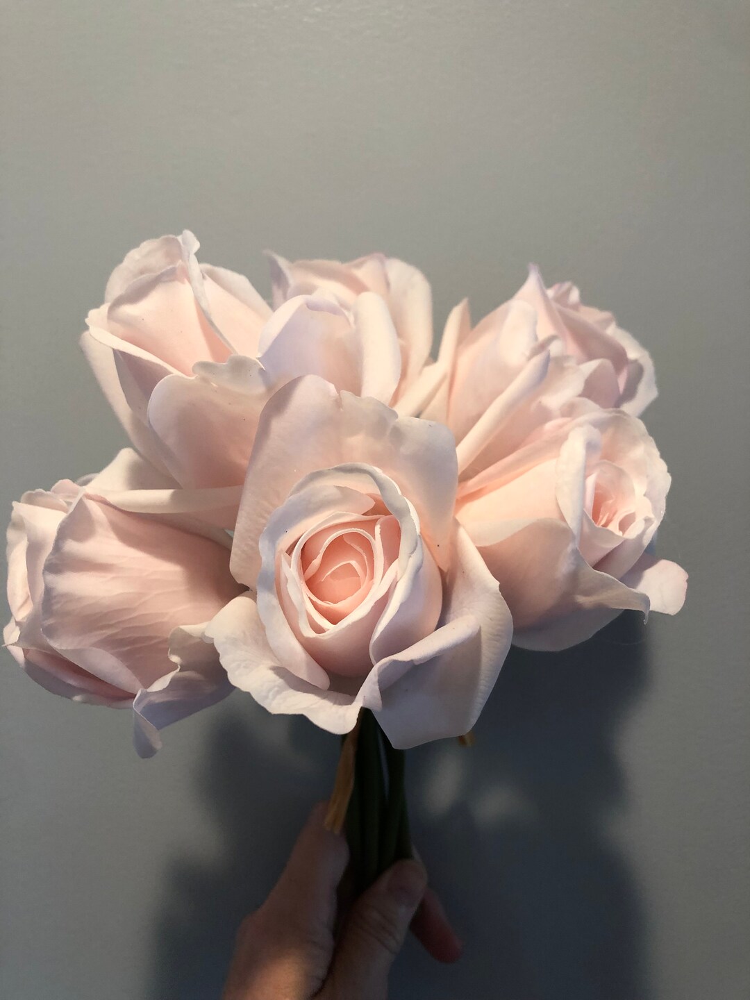 6 Real Touch Light Pink Roses - Etsy
