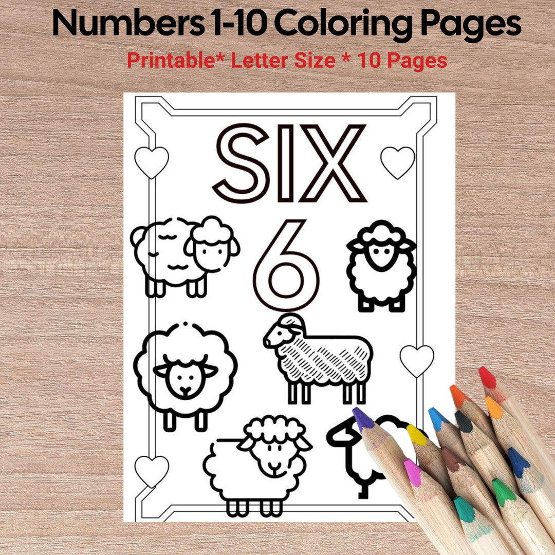 Numbers 1-10 Farm Animals Coloring Pages - Etsy