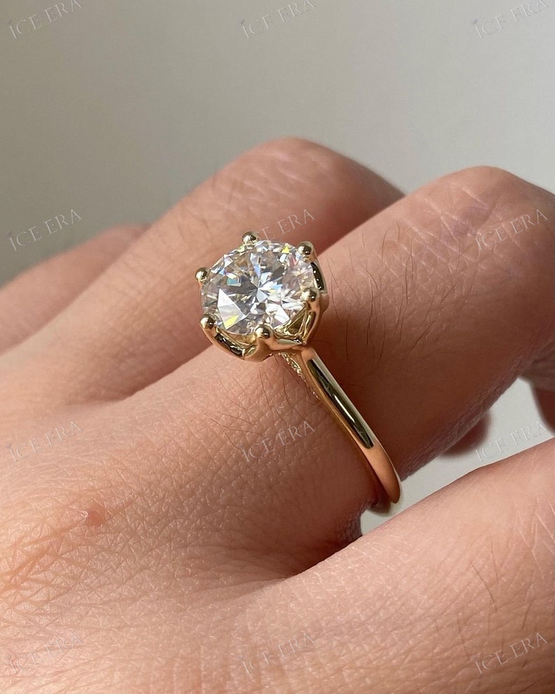 8MM Round Moissanite Engagement Ring Silver Round Solitaire Ring Round ...