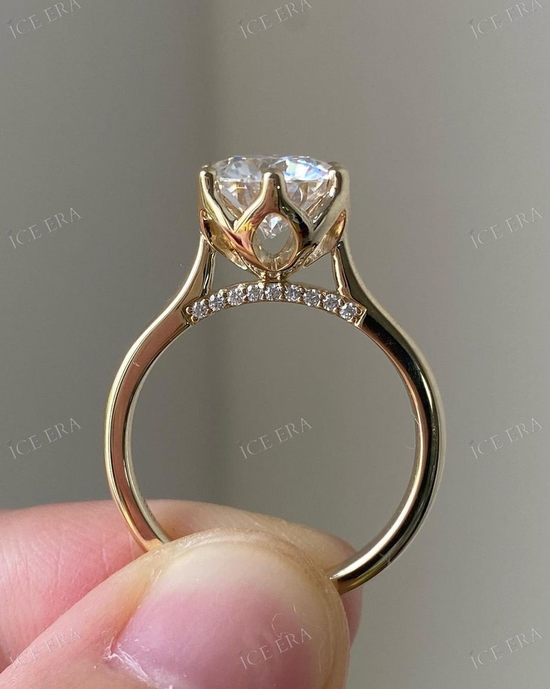 8MM Round Moissanite Engagement Ring Silver Round Solitaire Ring Round ...