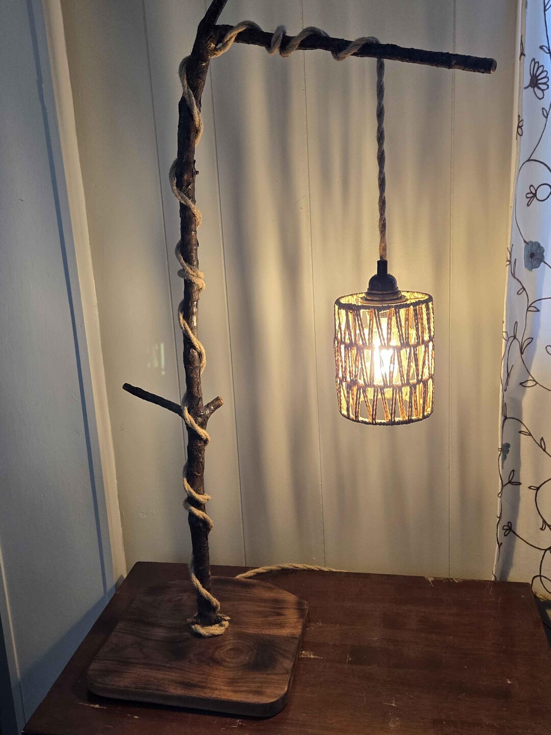 Unique Black Walnut/ Pecanwood Rope Light Lamp - Etsy