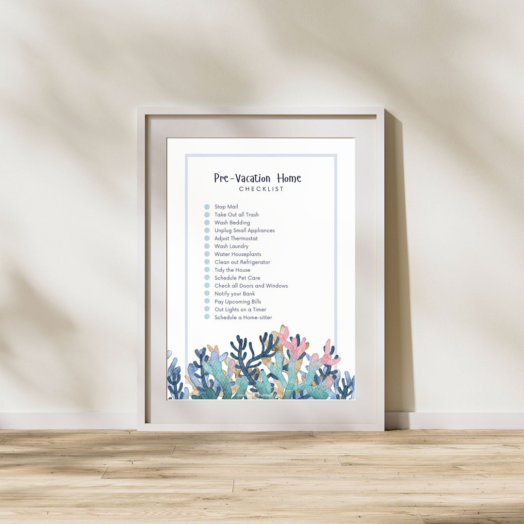 Pre-vacation Home Preparation Checklist Printable - Etsy