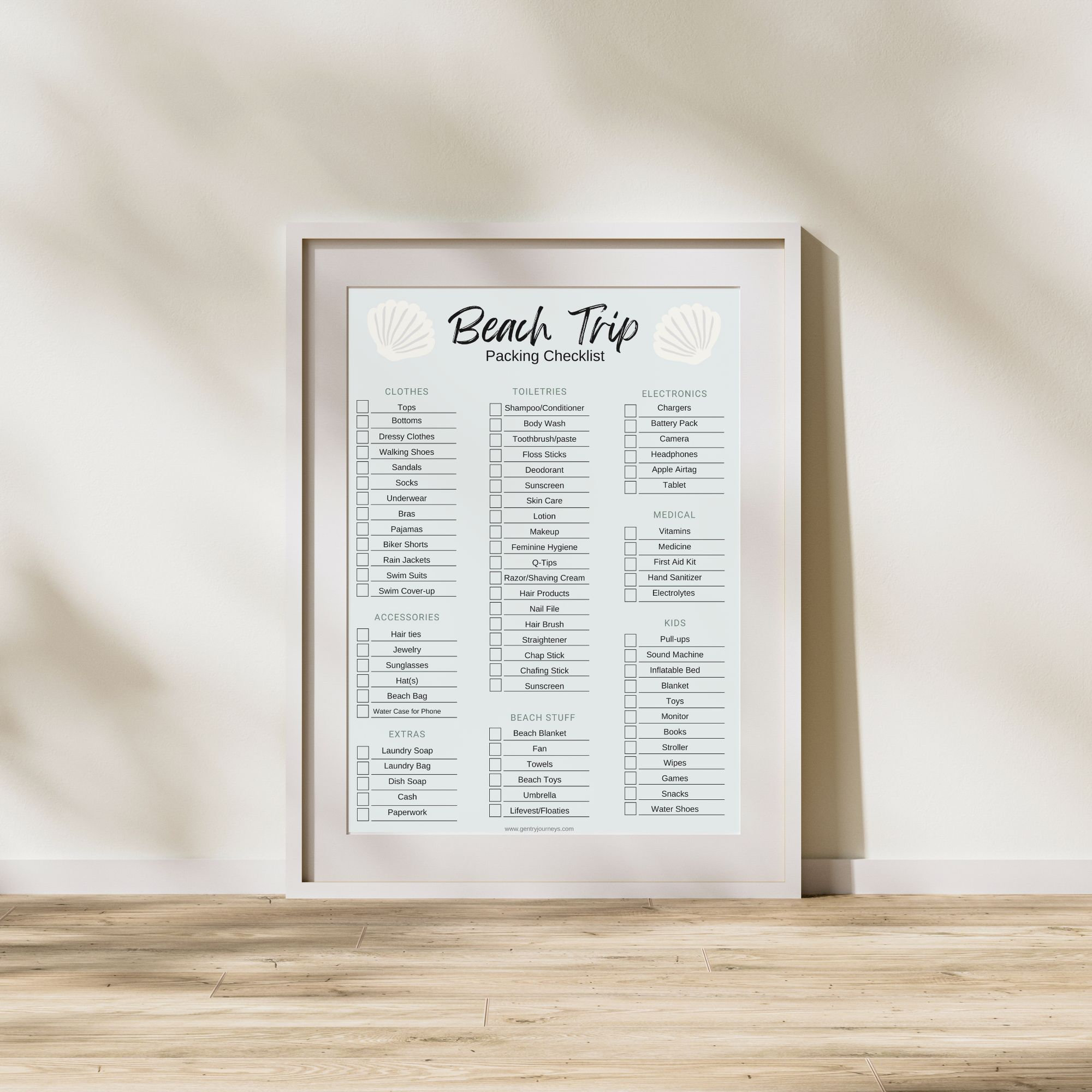 Family Beach Trip Packing Checklist Printable Download - Etsy