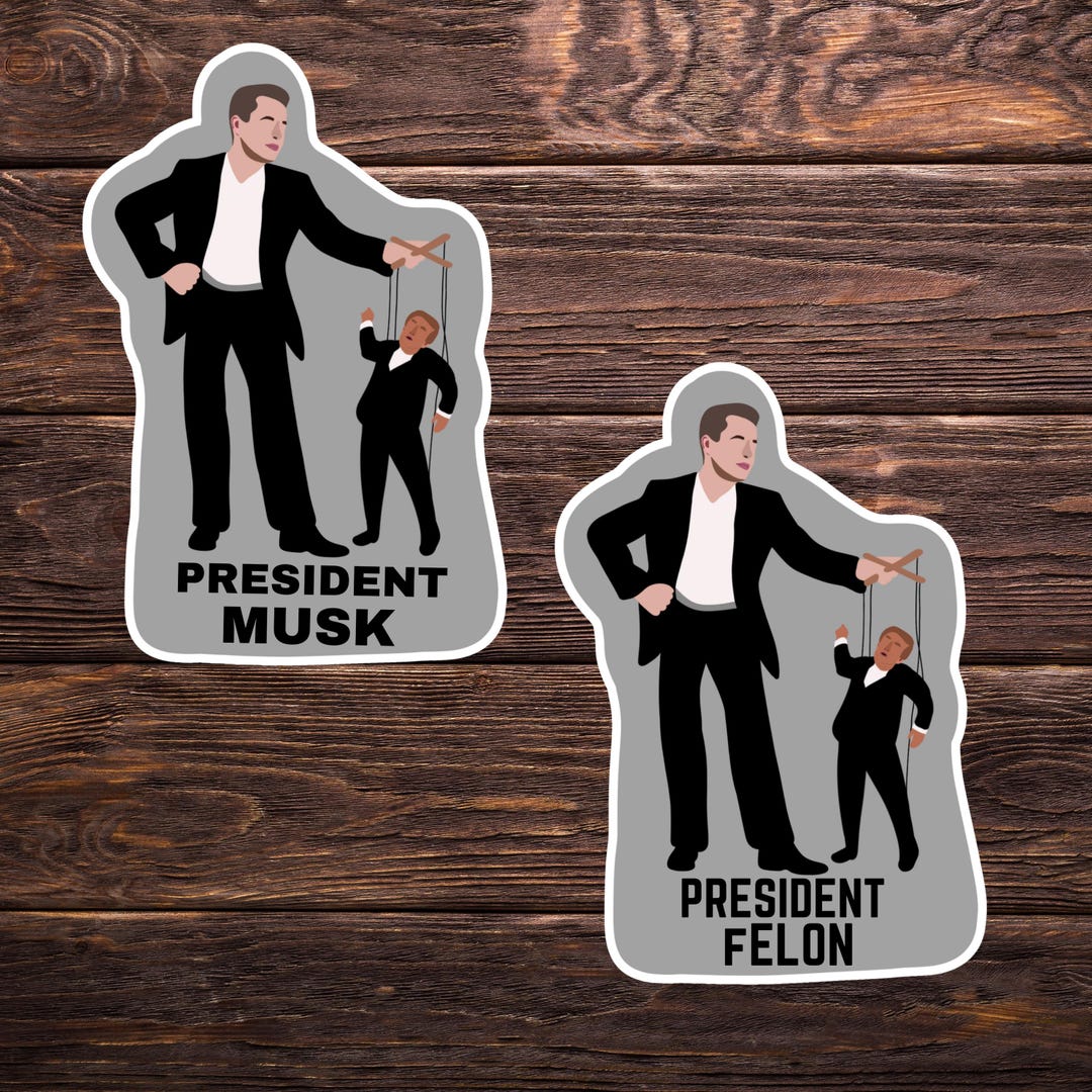 Large President Musk Puppet Sticker | President Felon Puppet ...