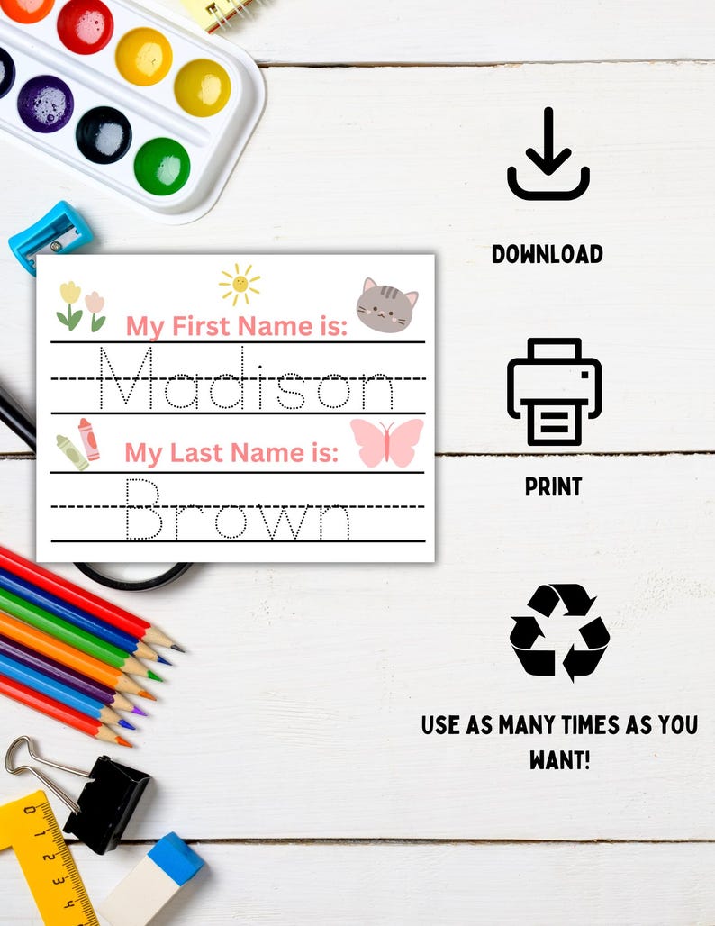Custom First and Last Name Tracing Sheet for Girls | Kids Tracing ...