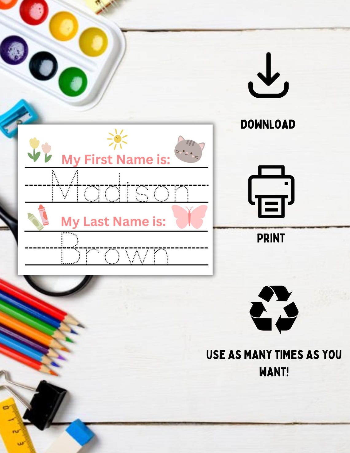 Custom First and Last Name Tracing Sheet for Girls | Kids Tracing ...