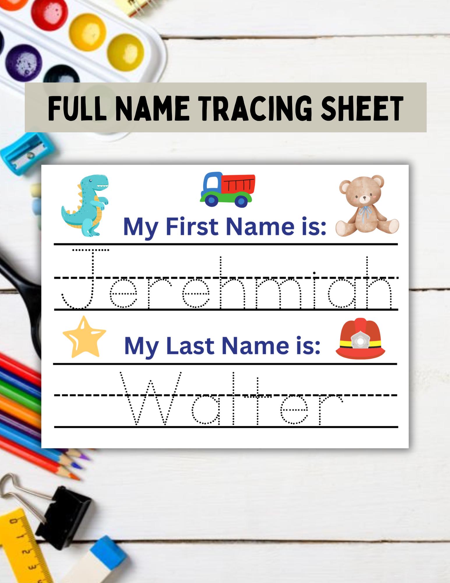 Custom First and Last Name Tracing Sheet for Boys | Name Tracing | My ...