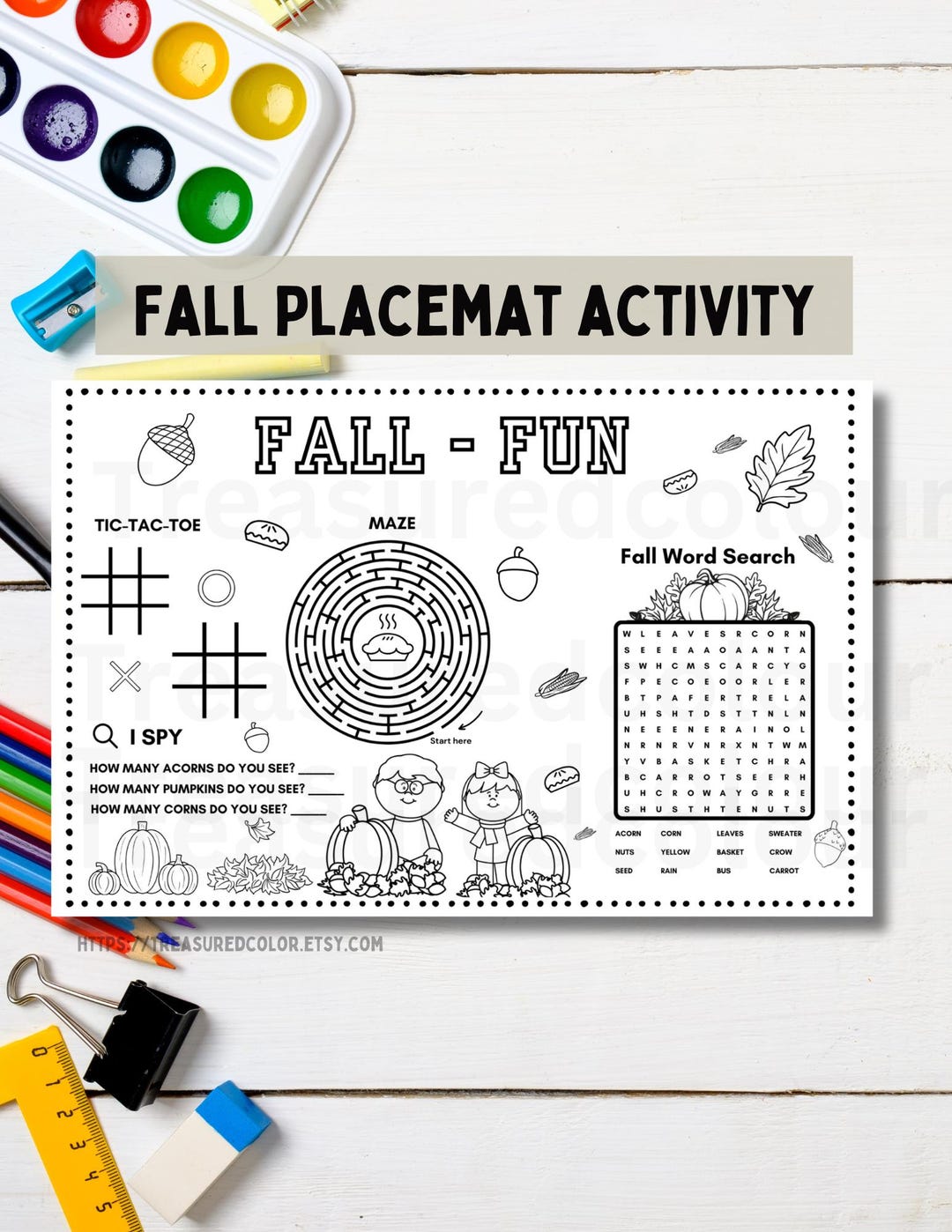 Fall Placemat & Coloring Activity | Placement Activity | Fall ...