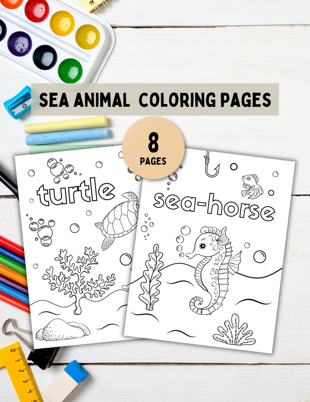 Sea Animal Coloring Pages, Ocean Theme Activity (digital Download) - Etsy