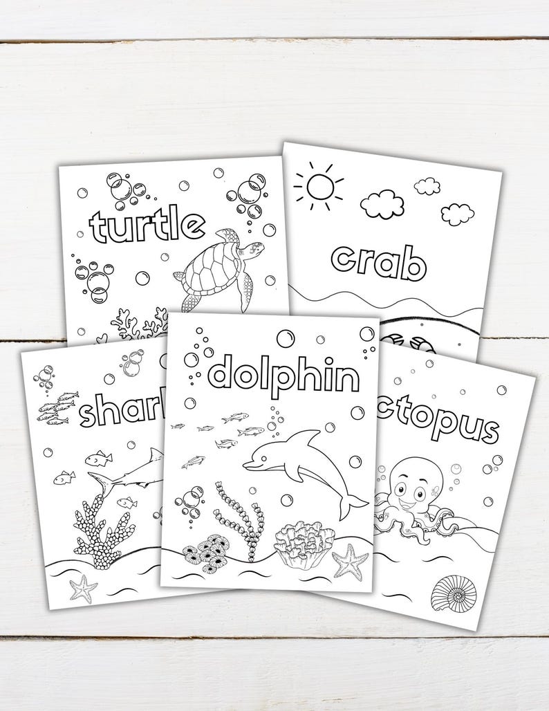Sea Animal Coloring Pages, Ocean Theme Activity (digital Download) - Etsy
