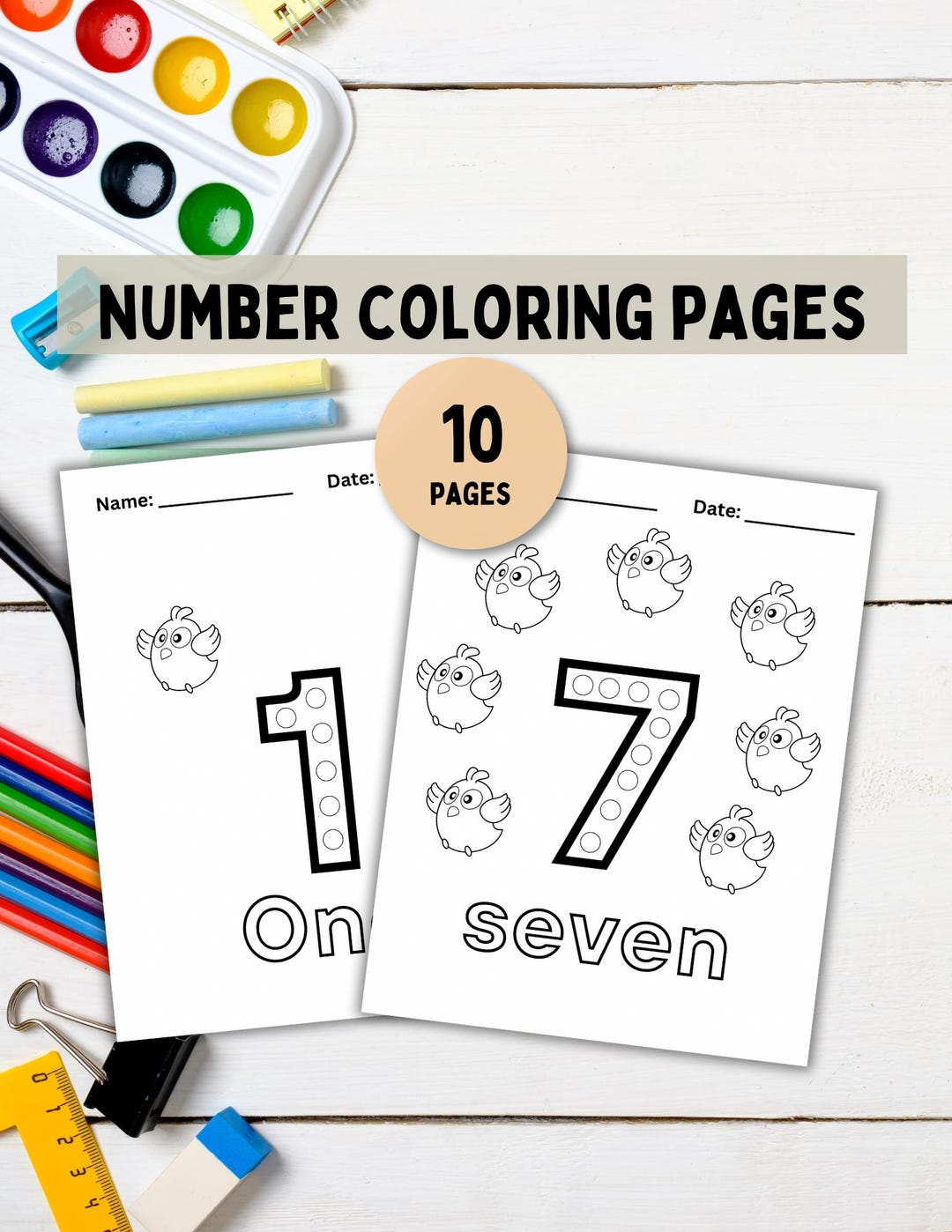 Number Coloring Activity / Kids Coloring Activity/ Numbers Worksheet ...