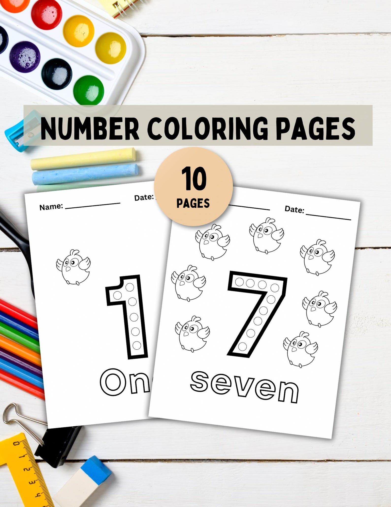 Number Coloring Activity / Kids Coloring Activity/ Numbers Worksheet ...