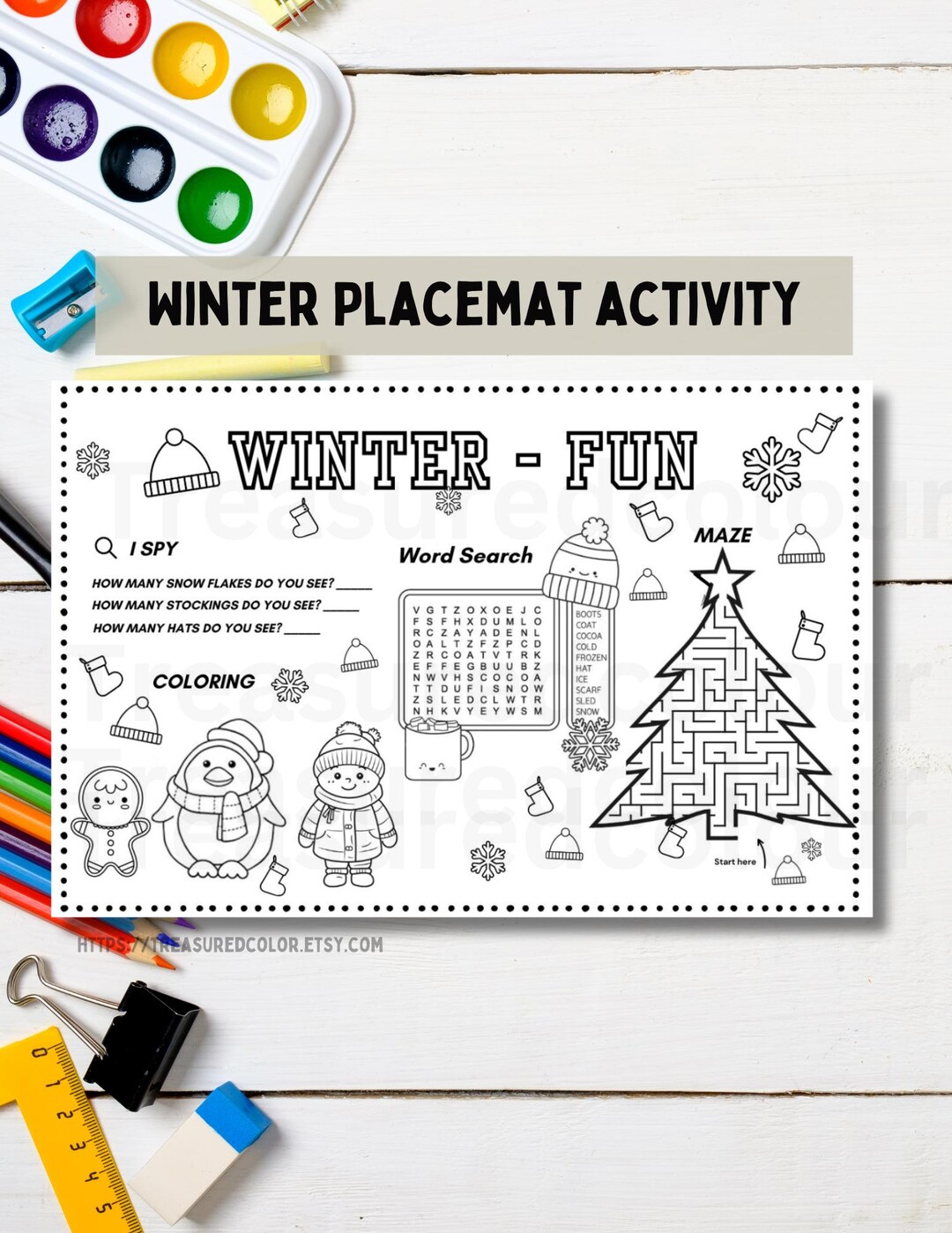 Winter Placemat & Coloring Activity /placement Activity /winter ...