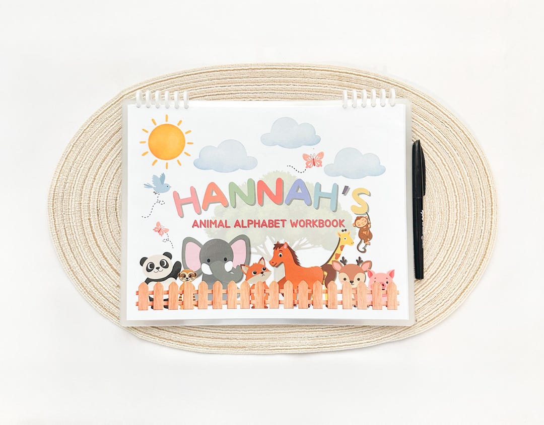 Custom Alphabet (animal Themed) Tracing Workbook (marker Included ...