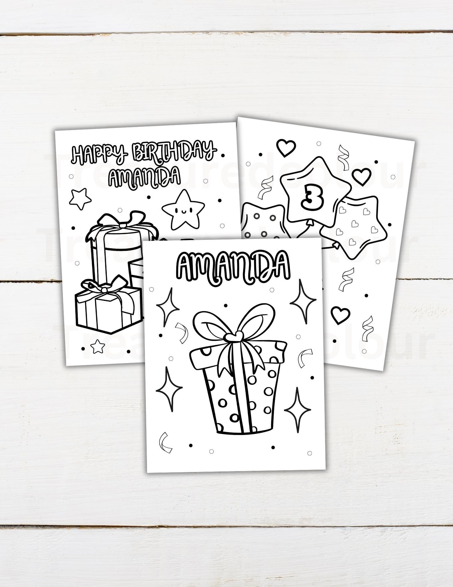 Custom Birthday Coloring Sheets | Set of 6 Birthday Party Coloring ...