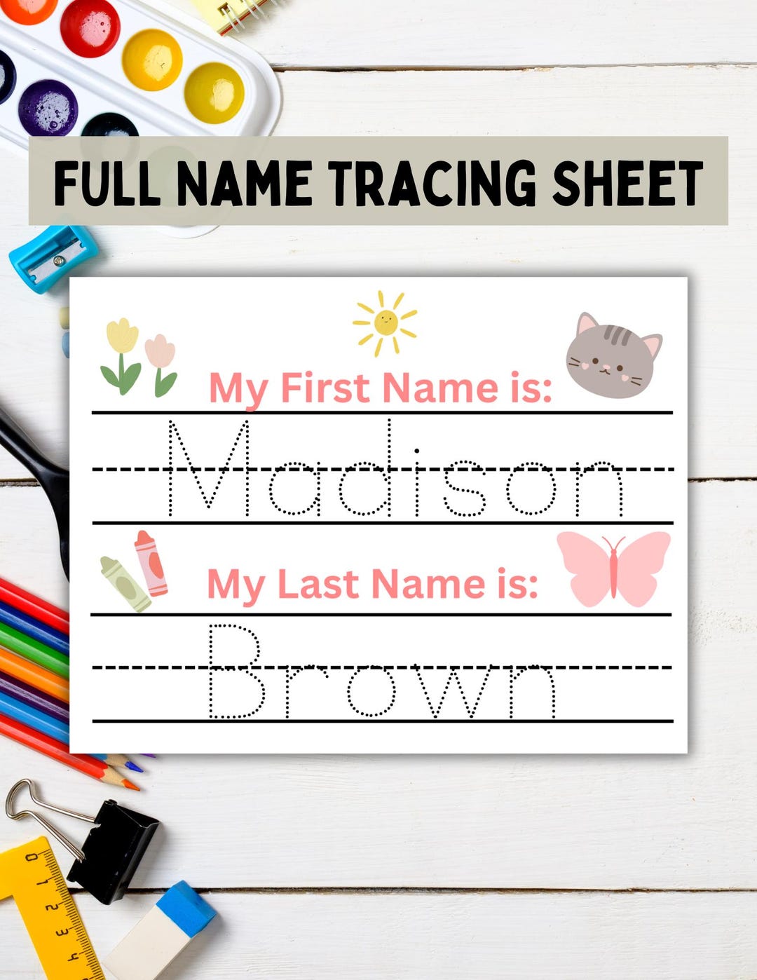 Custom First and Last Name Tracing Sheet for Girls | Name Tracing | My ...
