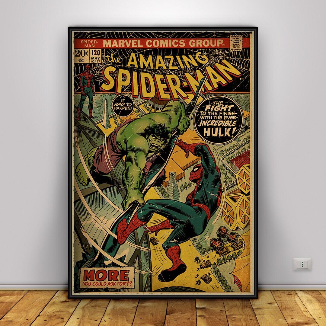 Old Spiderman Covers Poster, Wall Art, Wall Prints, Home Decor, Kraft ...
