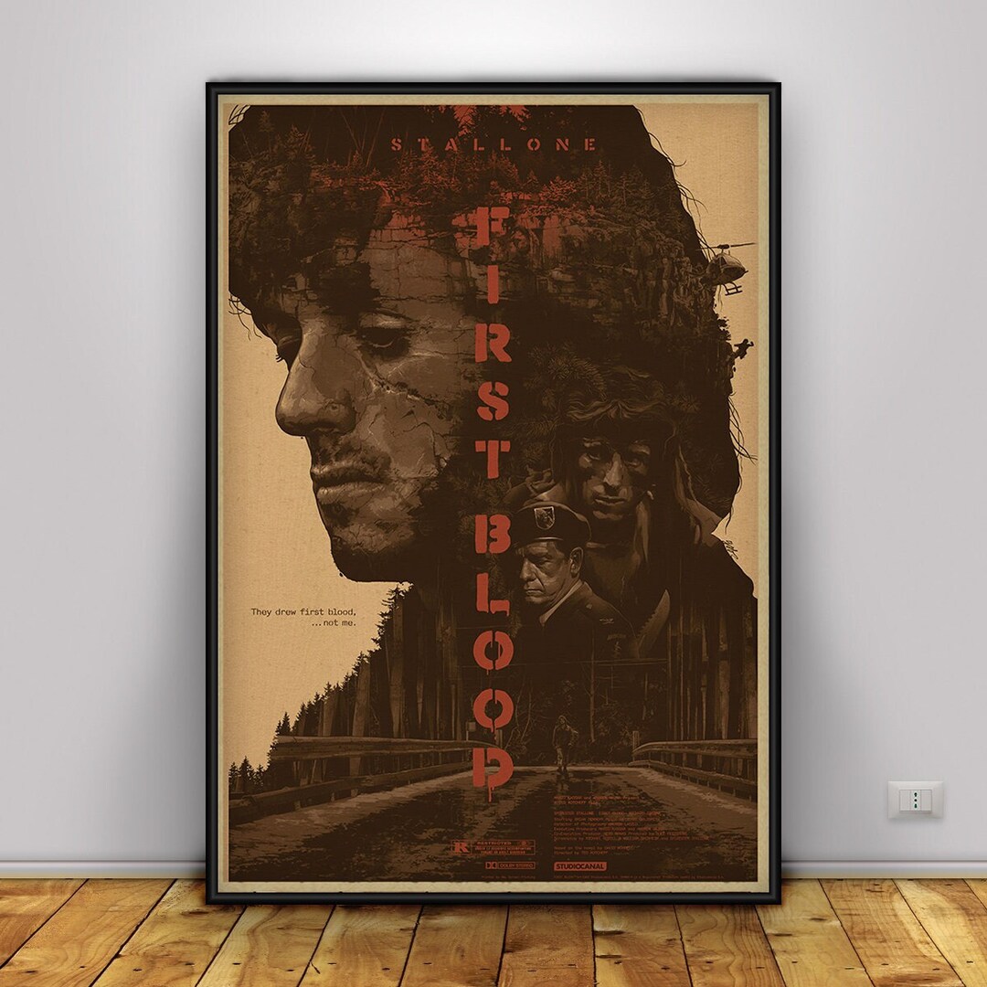 First Blood Poster, Wall Art, Wall Prints, Home Decor, Kraft Paper ...